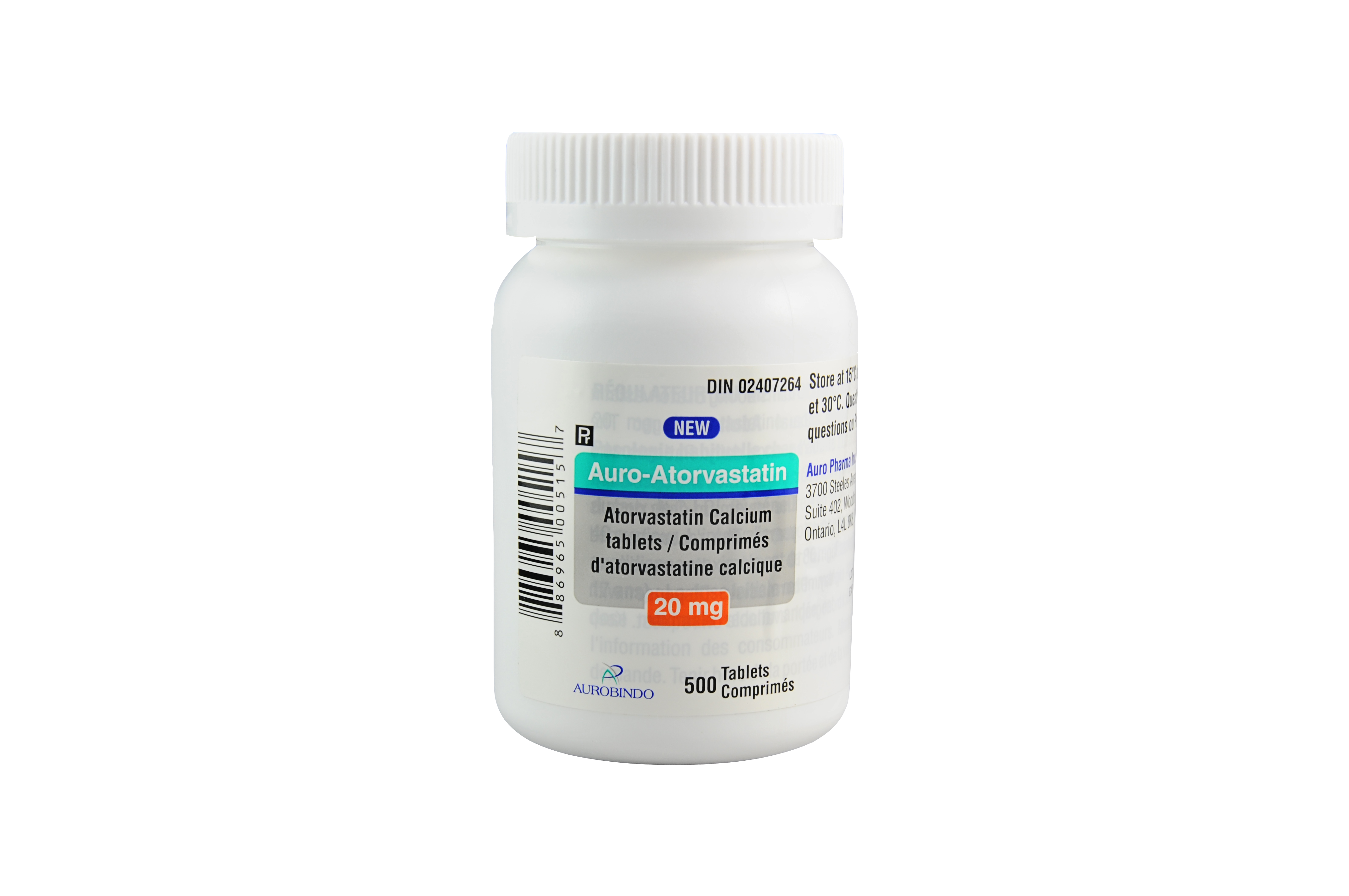 Auro-Atorvastatin 20mg Tab 500 Btl - Auro Pharma Canada