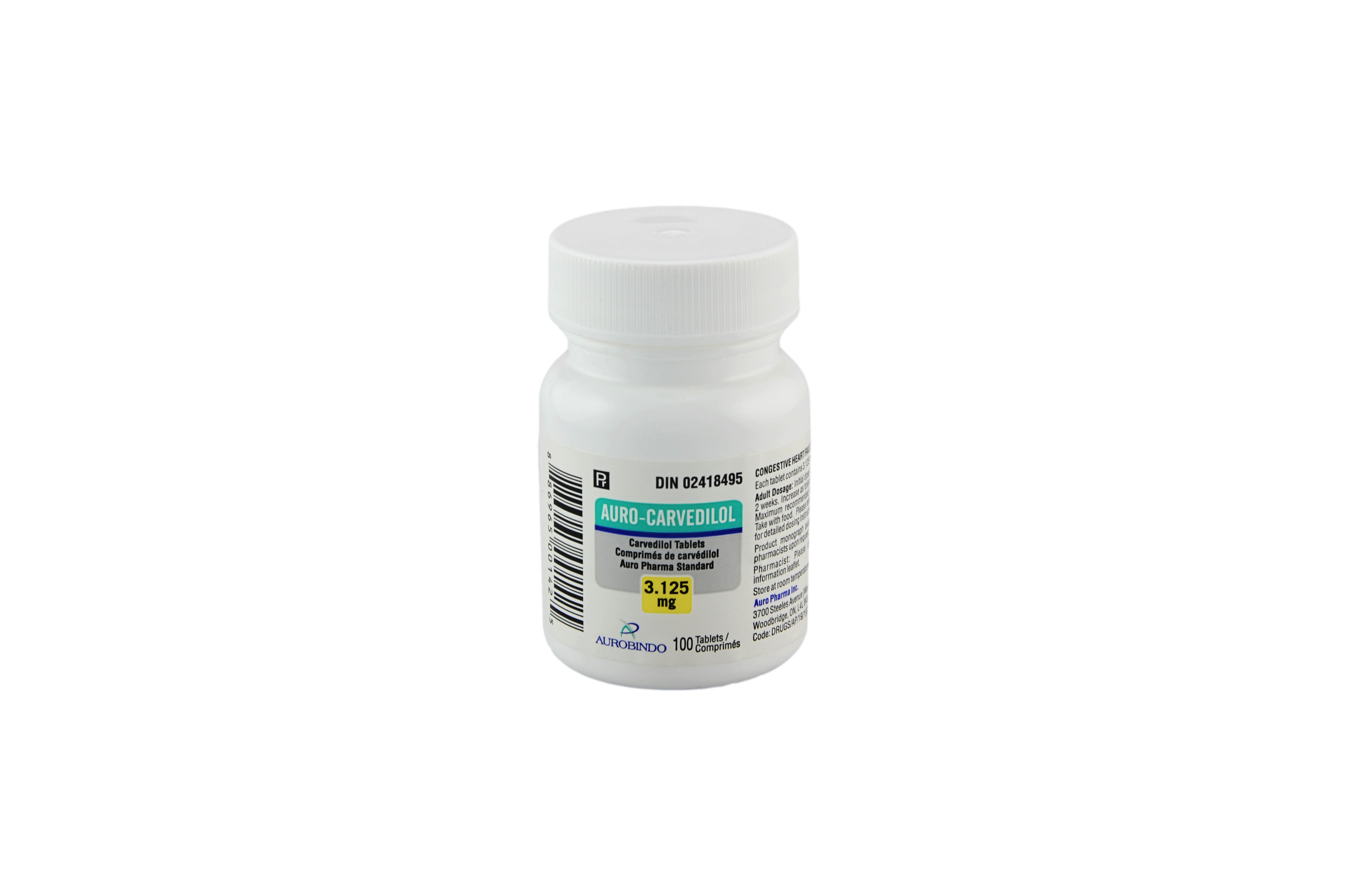 Auro-Carvedilol 3.125mg Tab 100 Btl - Auro Pharma Canada