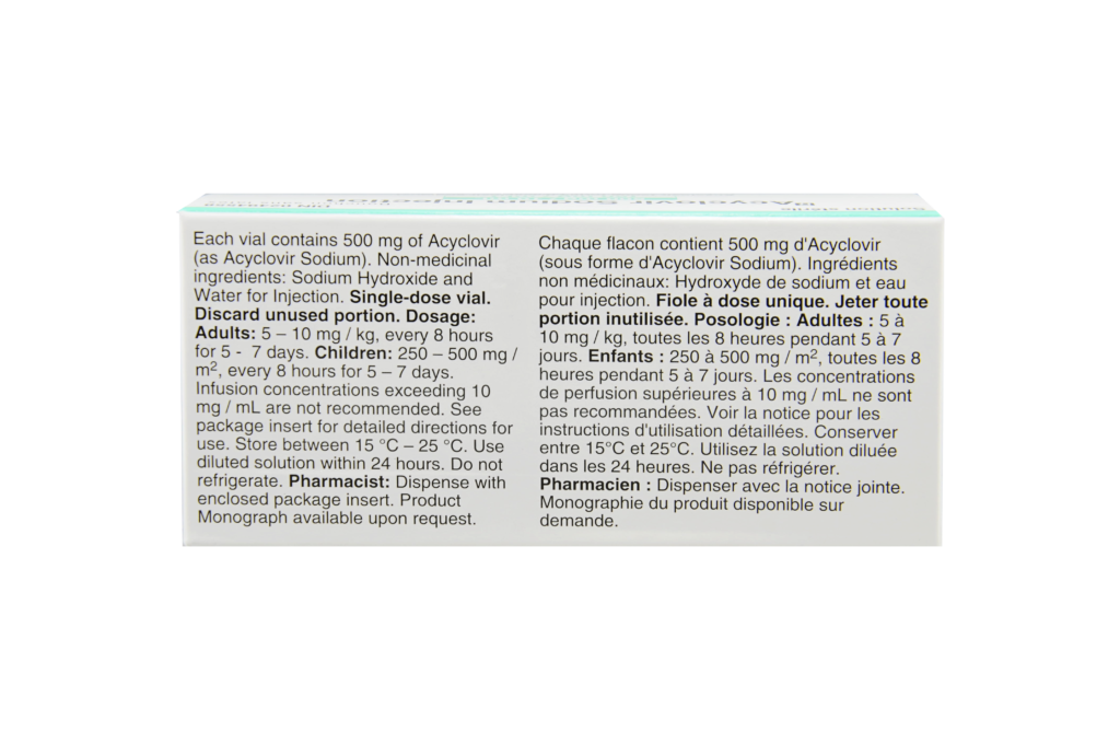 Acyclovir Sodium Injection 500mg/10ml - Auro Pharma Canada
