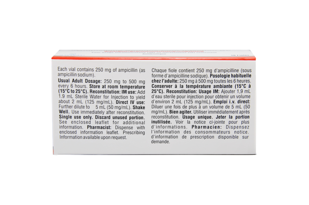 Ampicillin Sodium for Injection BP 250mg, 10mL Vial - Auro Pharma Canada
