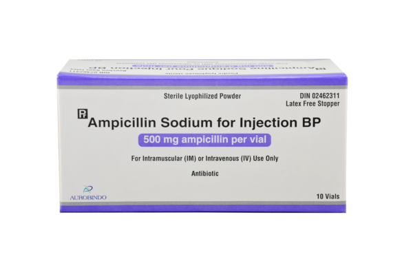 Ampicillin Sodium for Injection BP 500mg, 10mL Vial - Auro Pharma Canada