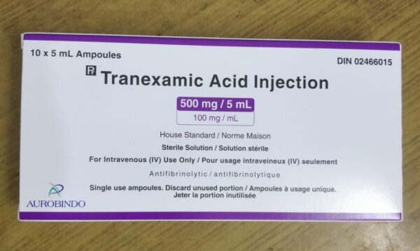 Tranexamic Acid Injection 100mg/ml, 10x5mL Ampoules - Auro Pharma Canada